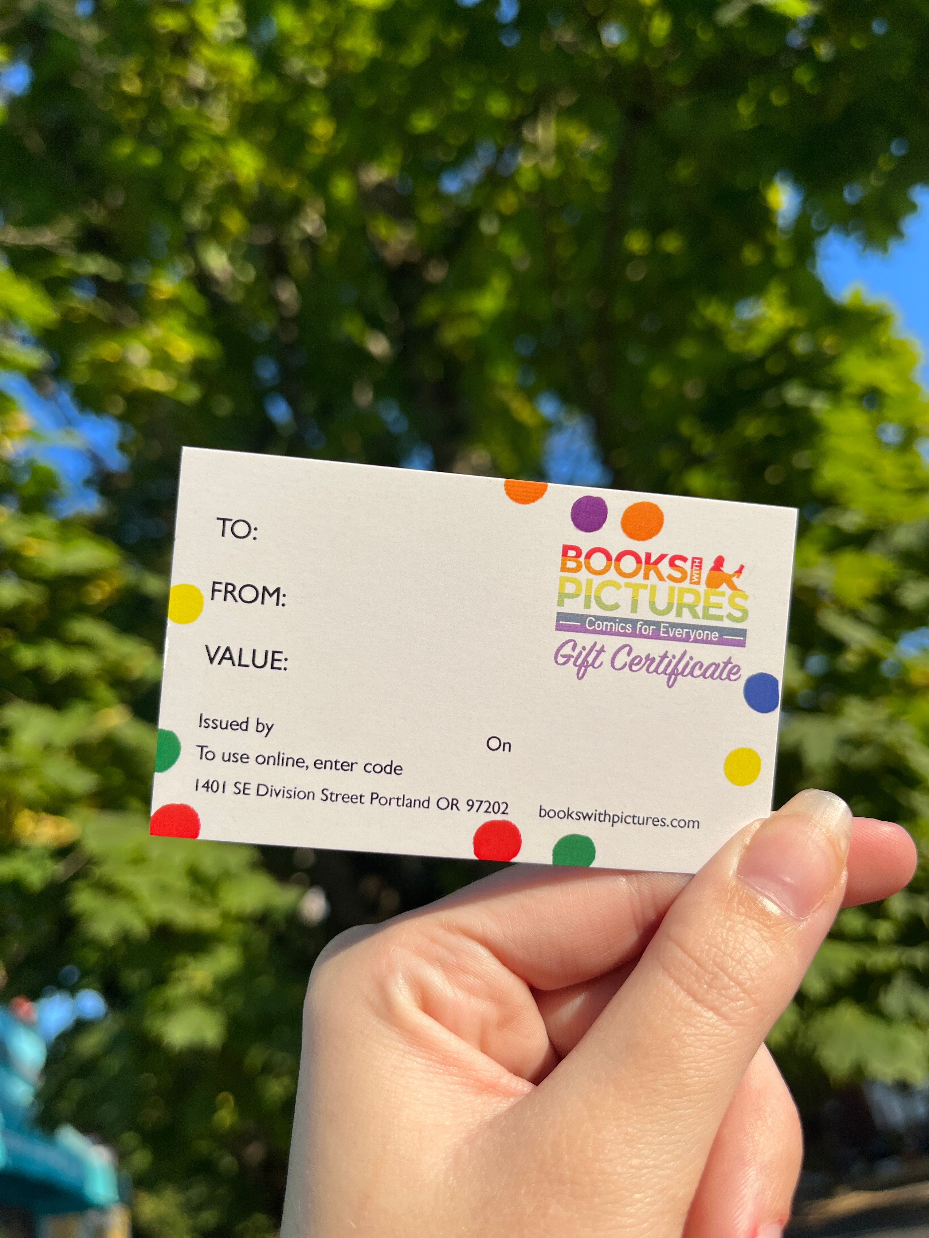 Gift Certificates – Books with Pictures
